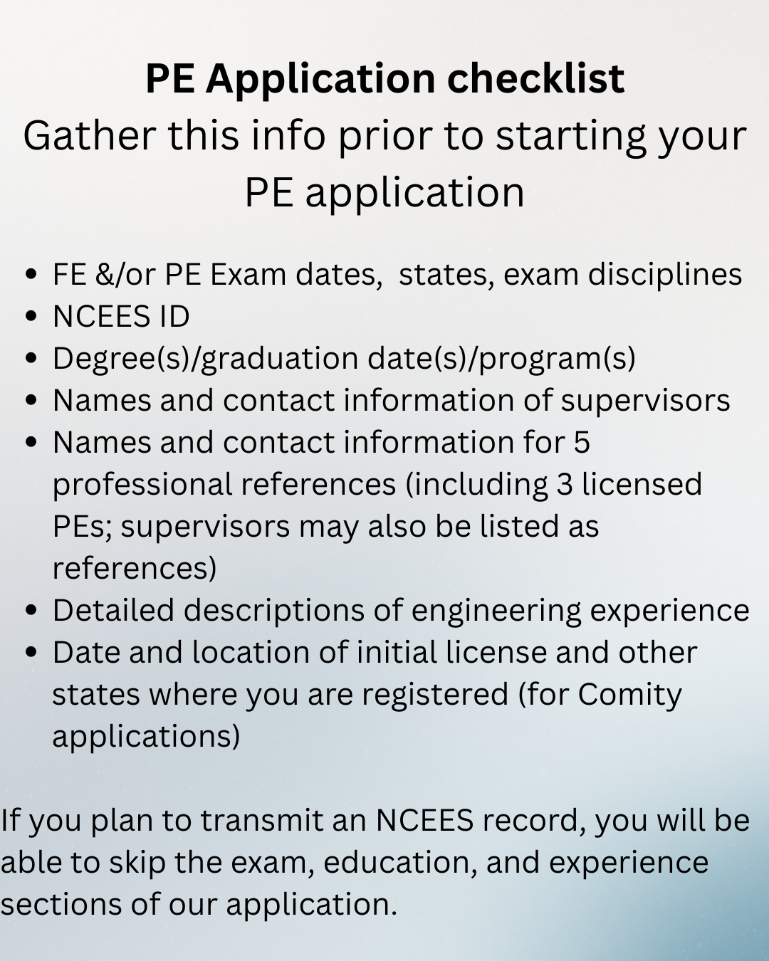 PE APPLICANTS – DAPE | Delaware Association of Professional Engineers